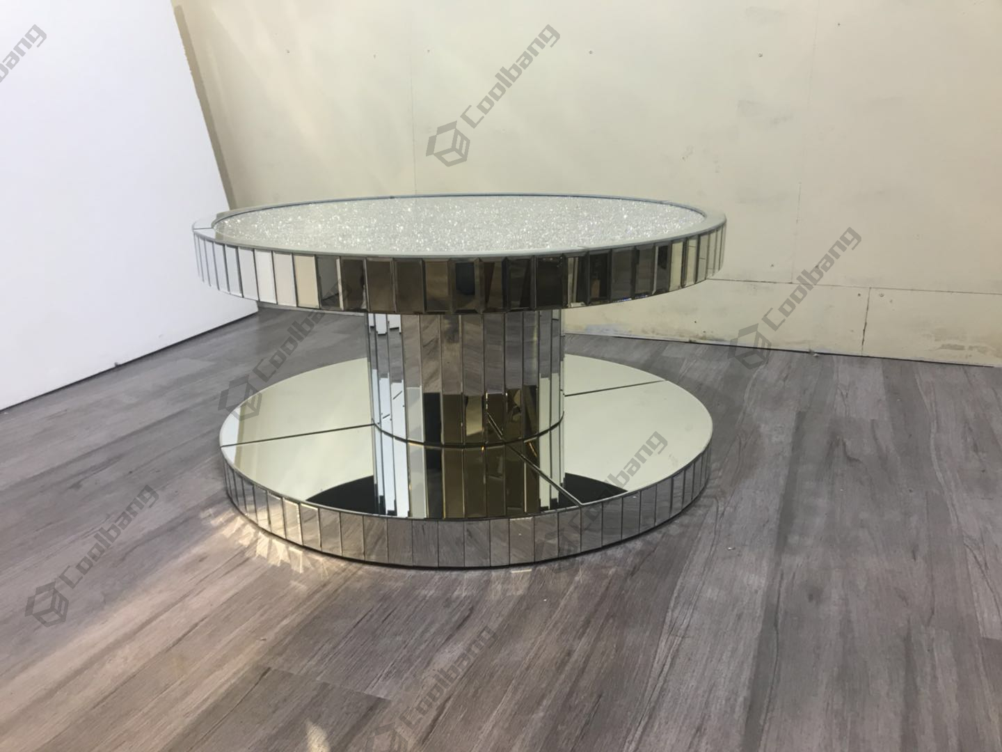Modern luxury sparkle crushed glass diamond coffee table